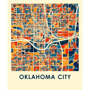 Oklahoma City Map Print - Full Color Map Poster - Etsy