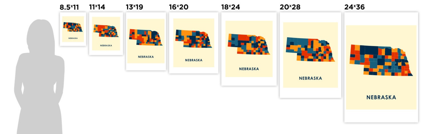 Nebraska Map Print Full Color Map Poster - Etsy