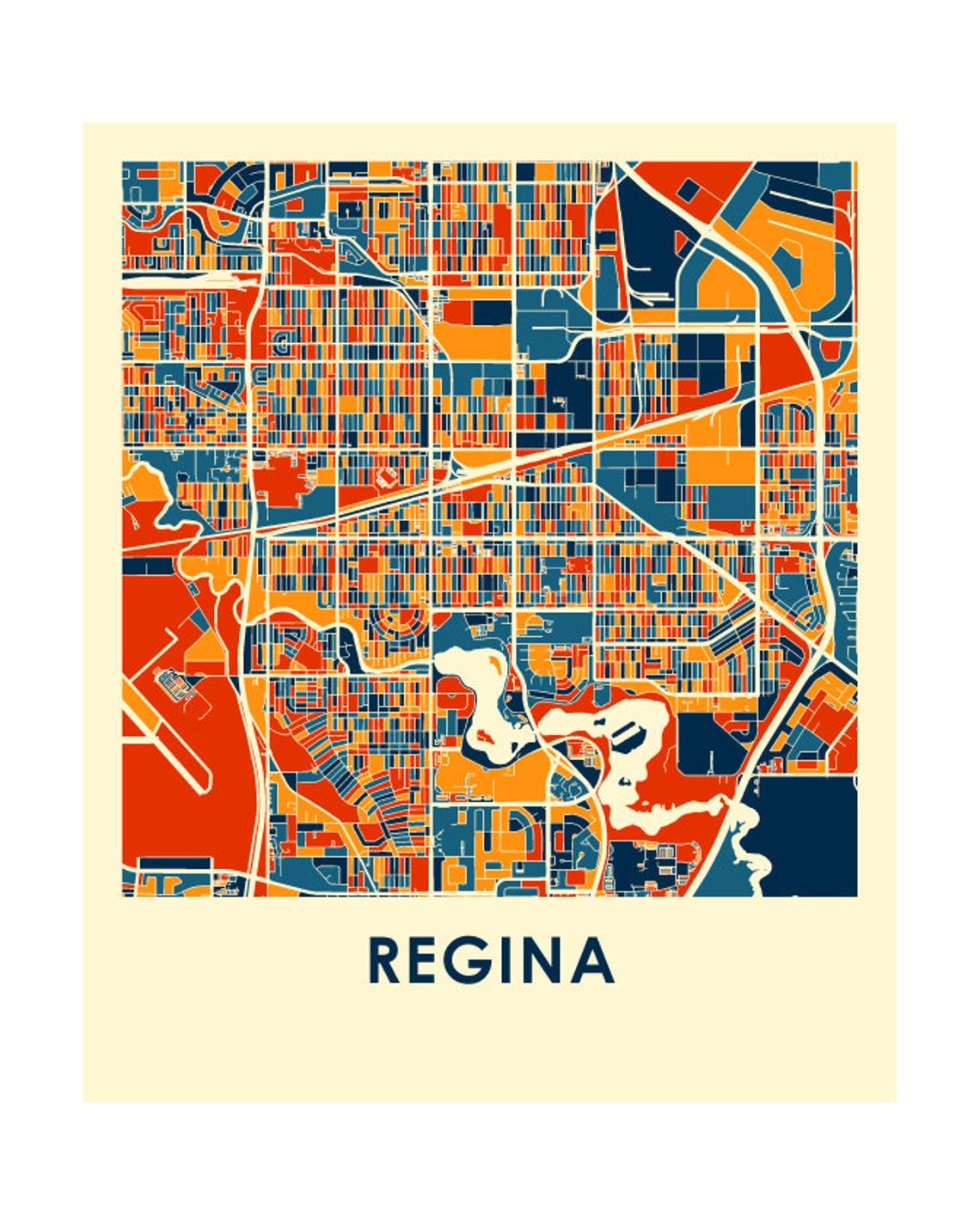 Regina Map Print Full Color Map Poster - Etsy