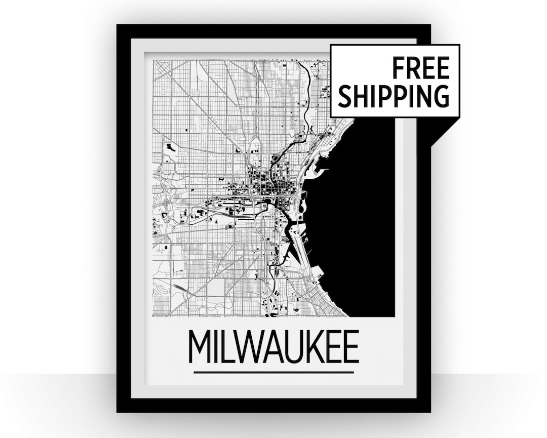 Milwaukee Map Poster - Usa Map Print - Art Deco Series - Etsy