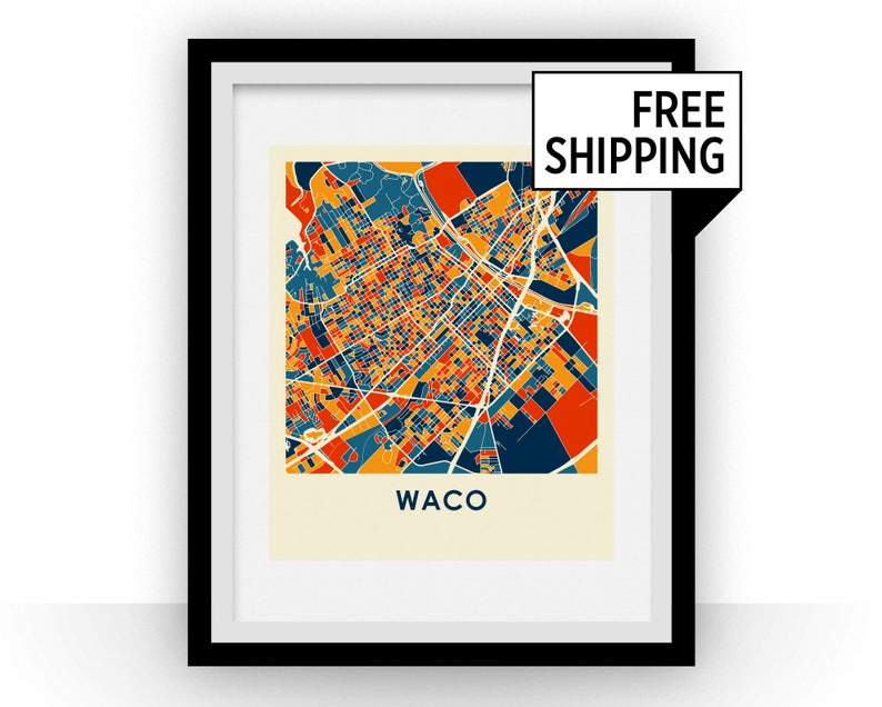 Waco Map Print Full Color Map Poster | Etsy