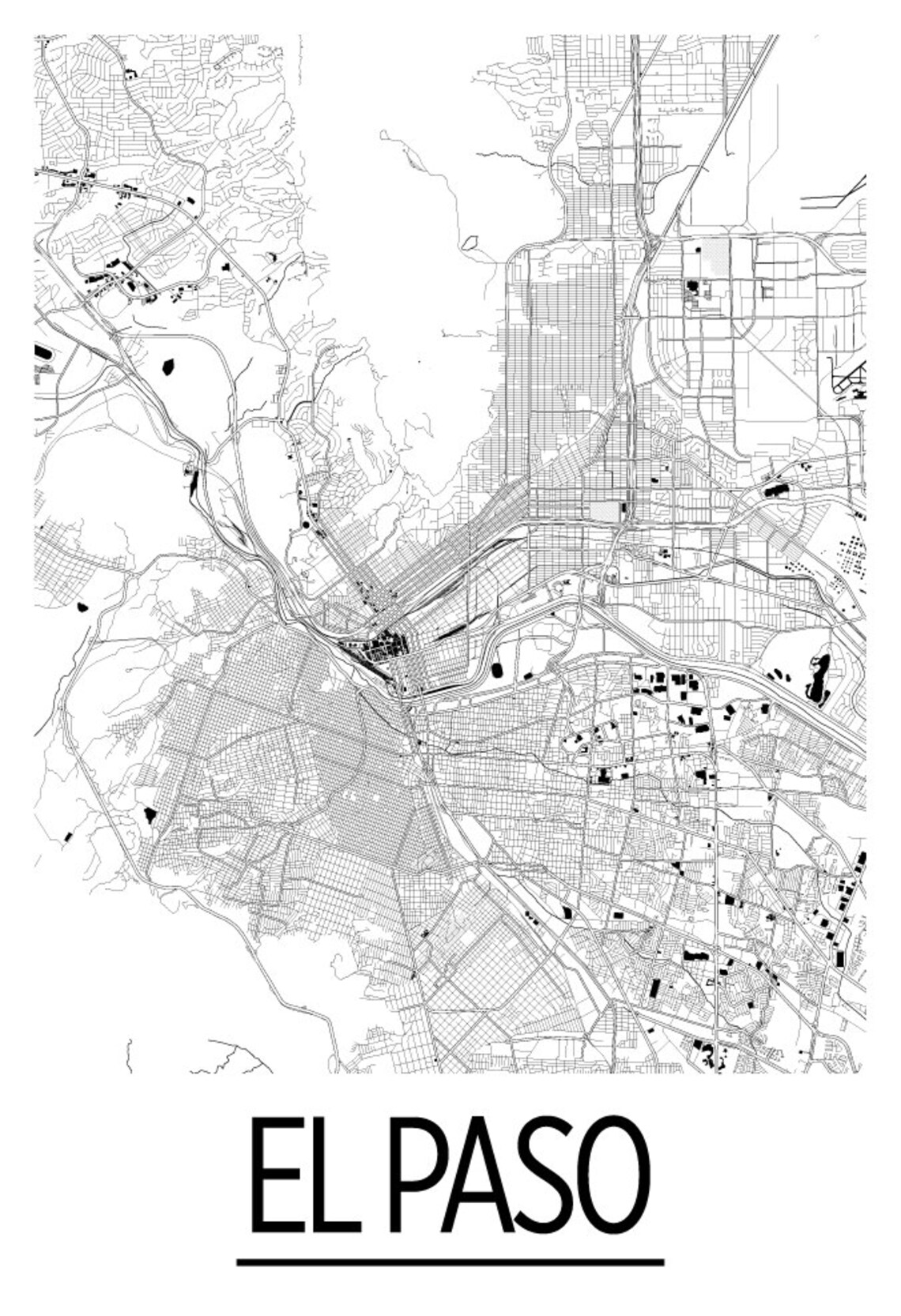 El Paso Map Poster Usa Map Print Art Deco Series - Etsy
