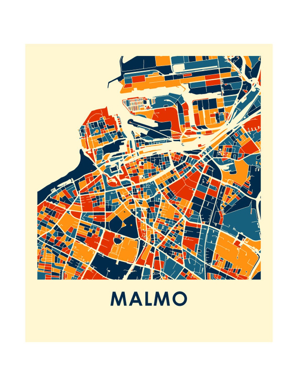 Malmo Map Print Full Color Map Poster | Etsy