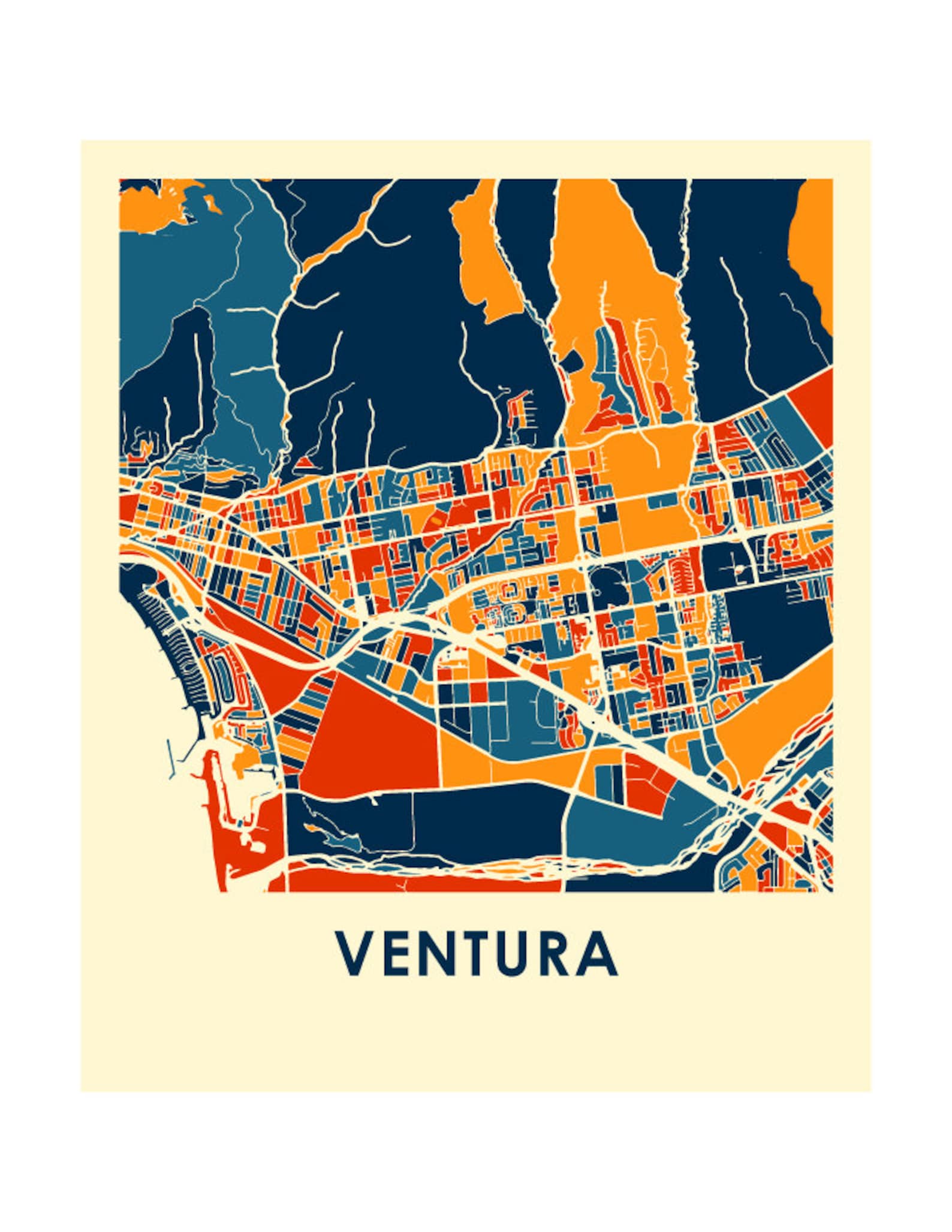 Ventura Map Print - Full Color Map Poster - Etsy