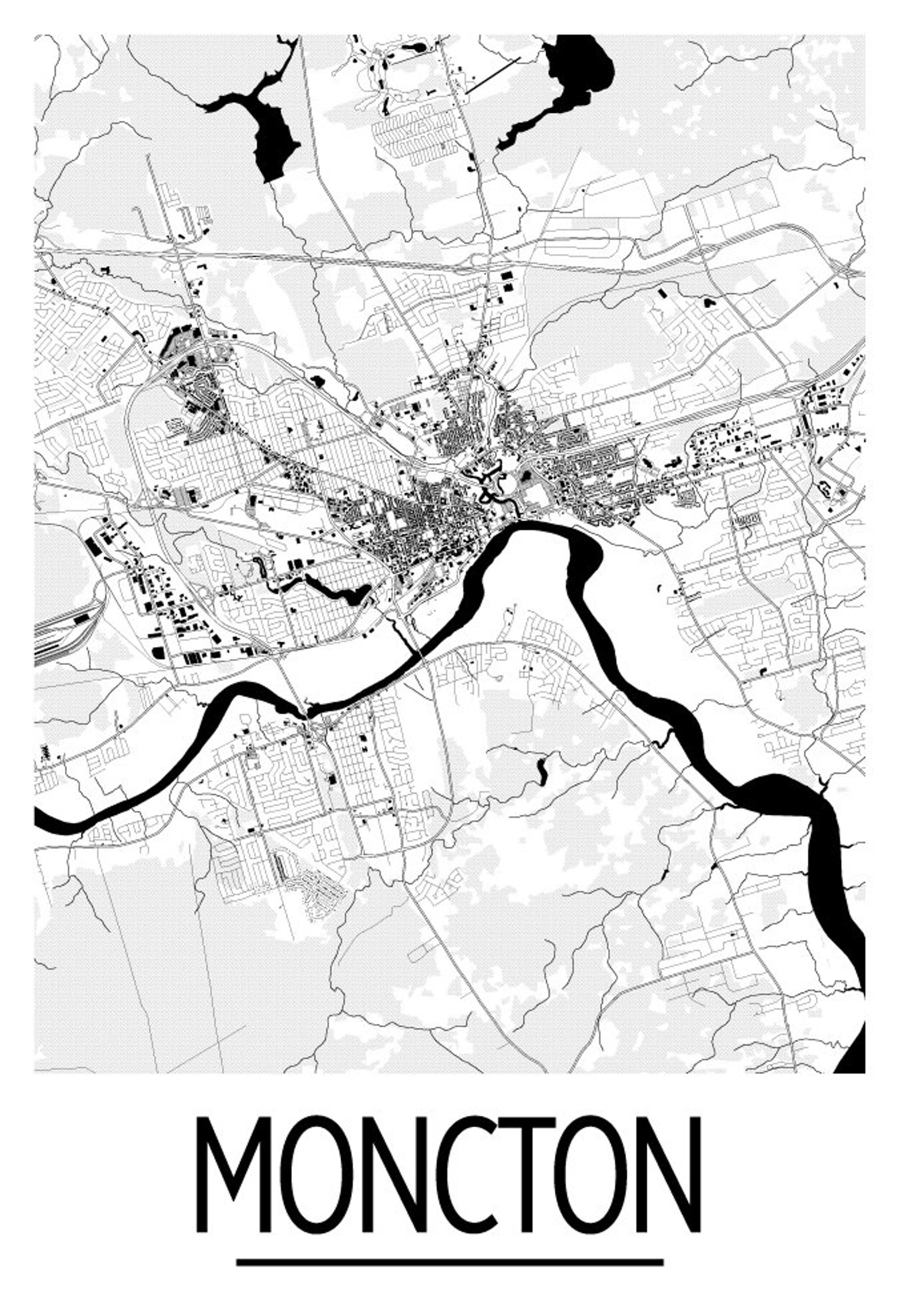 Moncton New Brunswick Map Poster New Brunswick Map Print - Etsy