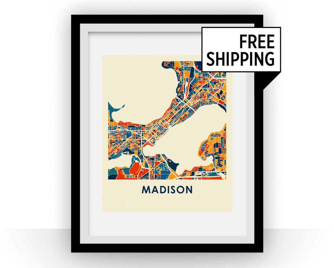 Madison Map Print - Full Color Map Poster - Etsy