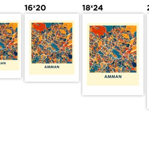 Amman Map Print - Full Color Map Poster - Etsy