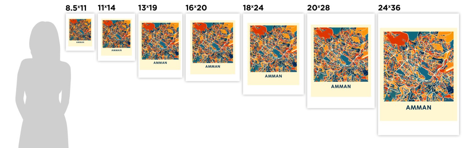 Amman Map Print - Full Color Map Poster - Etsy