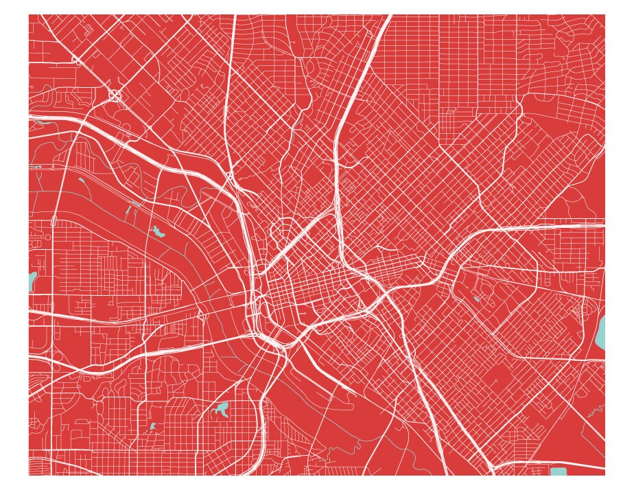 Dallas Map Print Choose Your Color | Etsy