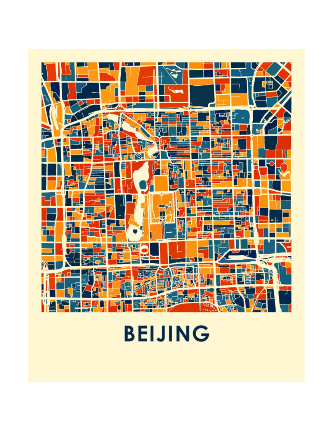 Beijing Map Print - Full Color Map Poster - Etsy
