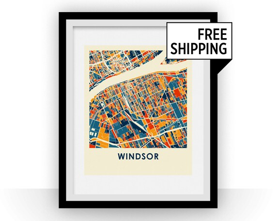 Windsor Ontario Map Print Full Color Map Poster | Etsy