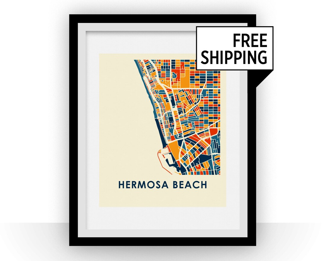 Hermosa Beach Map Print - Full Color Map Poster - Etsy