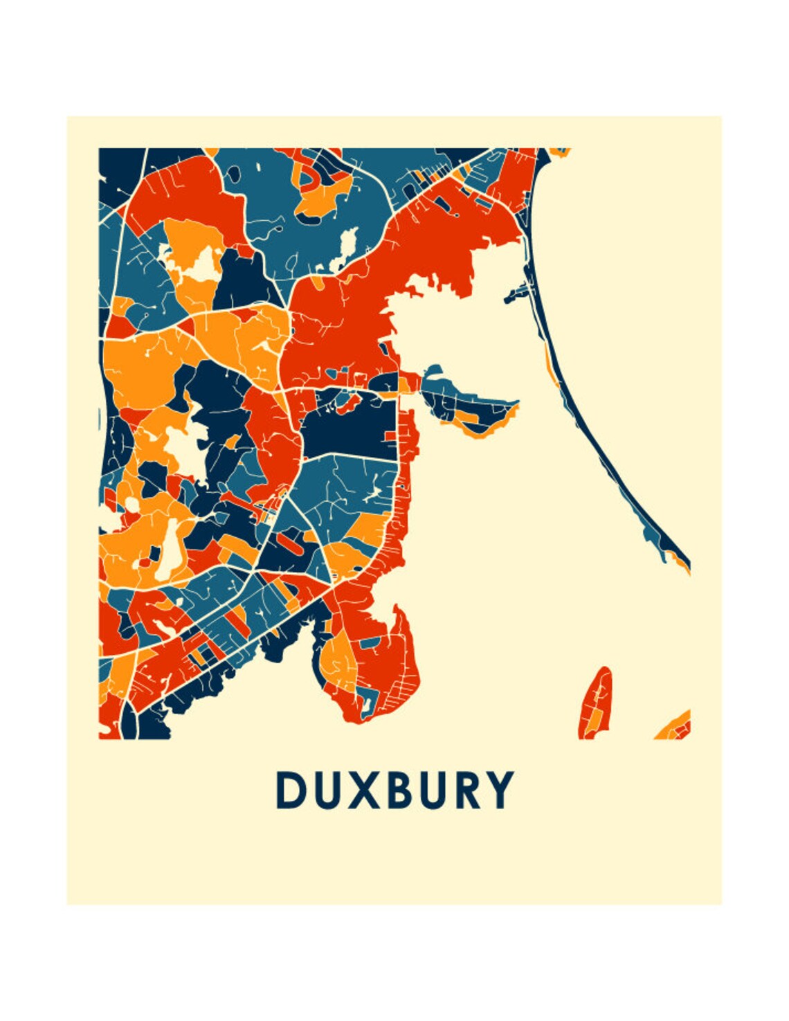 Duxbury Map Print Full Color Map Poster - Etsy