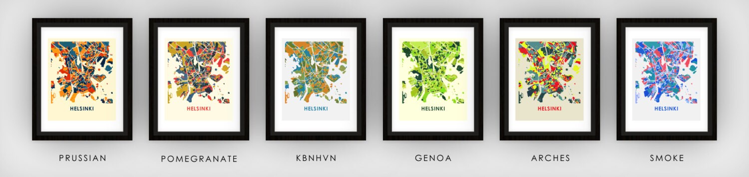 Helsinki Map Print - Full Color Map Poster - Etsy