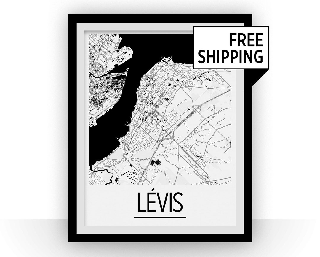 Levis Quebec Map Poster - Quebec Map Print - Art Deco Series - Etsy
