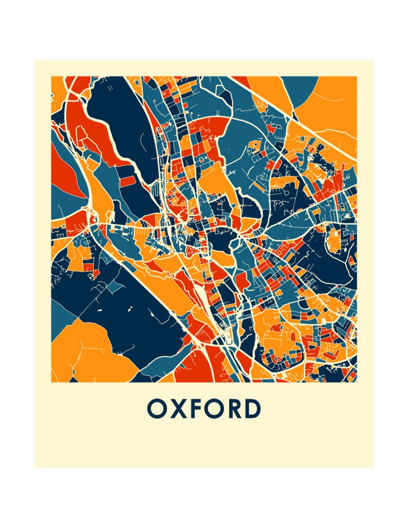 Oxford Map Print Full Color Map Poster - Etsy