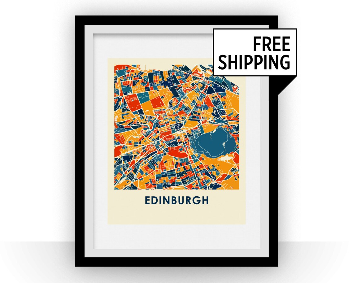 Edinburgh Map Print Full Color Map Poster | Etsy