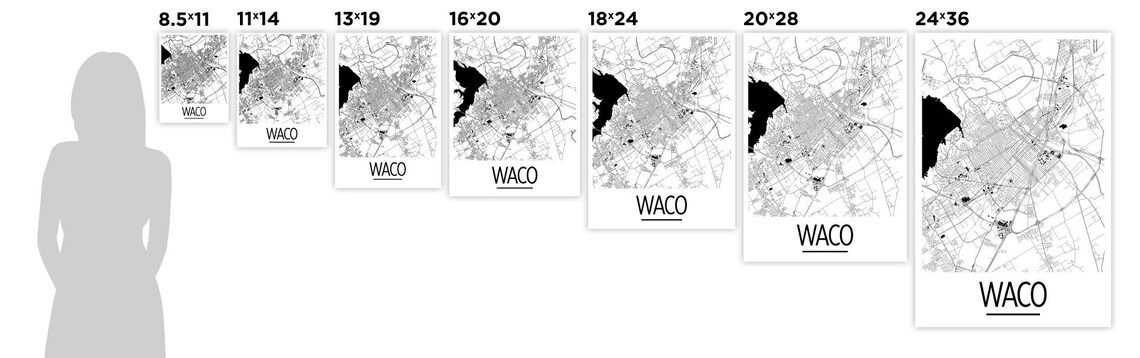 Waco Map Poster Texas Map Print Art Deco Series - Etsy