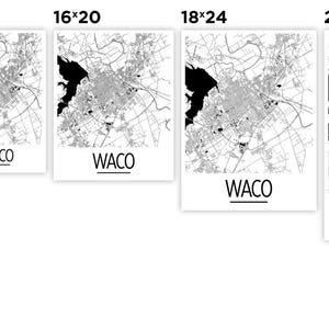 Waco Map Poster - Texas Map Print - Art Deco Series - Etsy