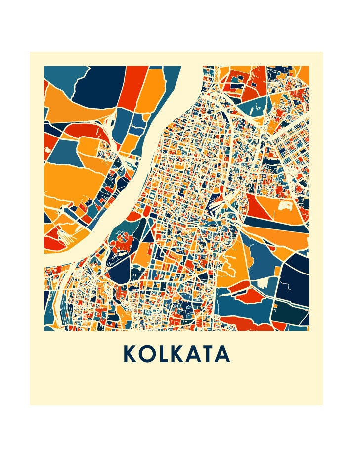 Kolkata Map Print Full Color Map Poster | Etsy