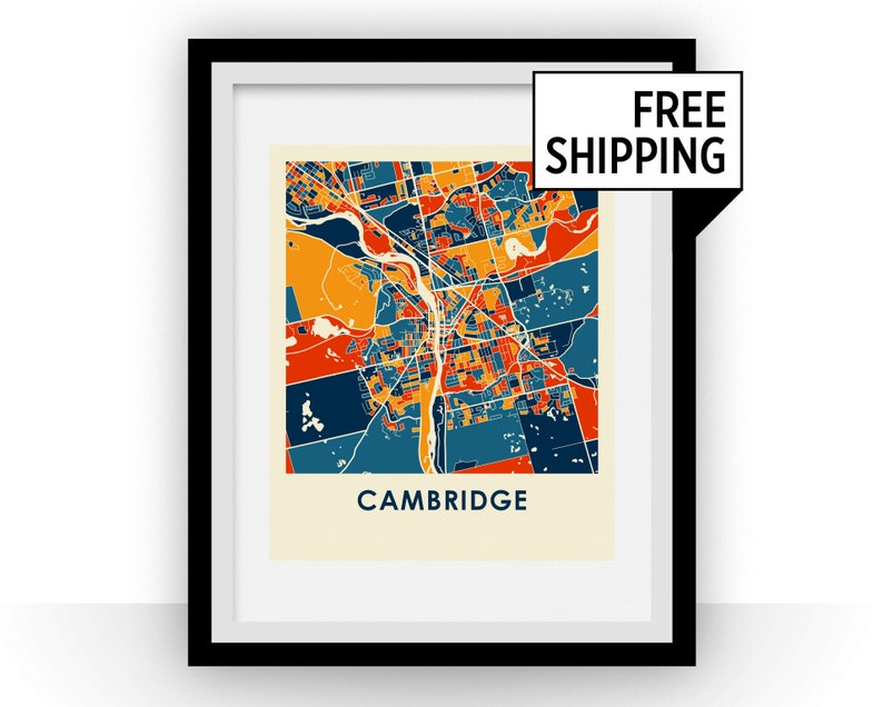 Cambridge Ontario Map Print Full Color Map Poster - Etsy