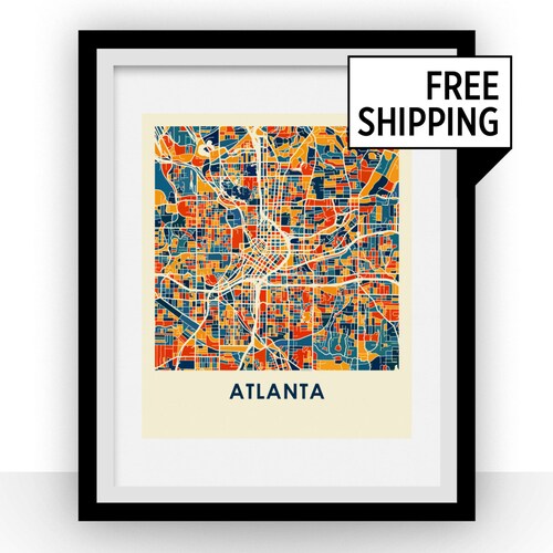 Atlanta Map Print Full Color Map Poster | Etsy