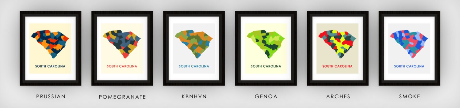 South Carolina Map Print Full Color Map Poster - Etsy