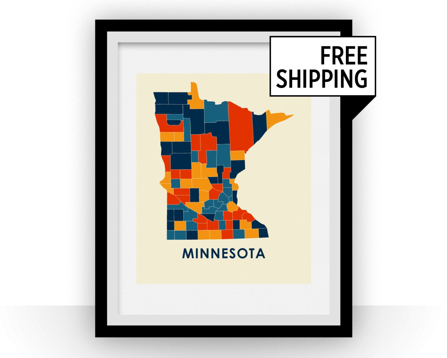 Minnesota Map Print Full Color Map Poster - Etsy