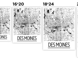 Des Moines Map Poster - Iowa Map Print - Art Deco Series - Etsy
