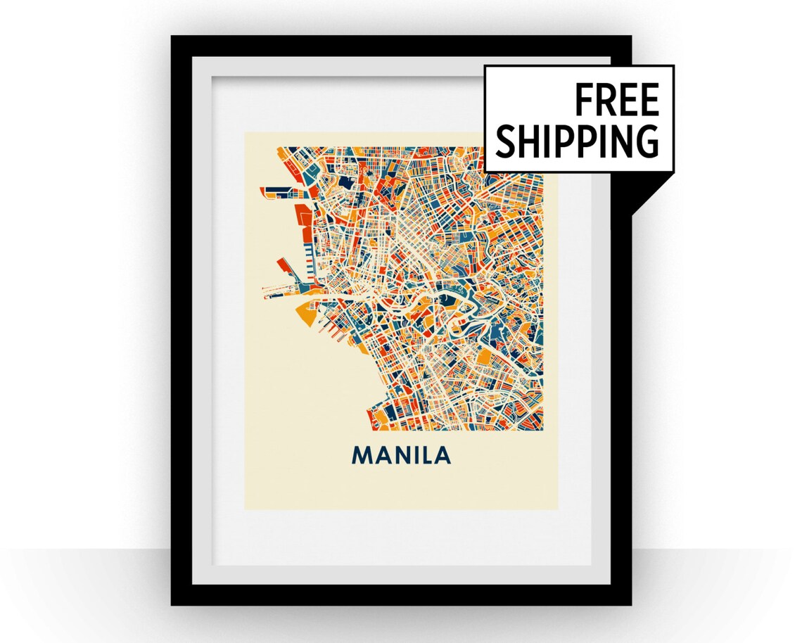Manila Map Print - Full Color Map Poster - Etsy