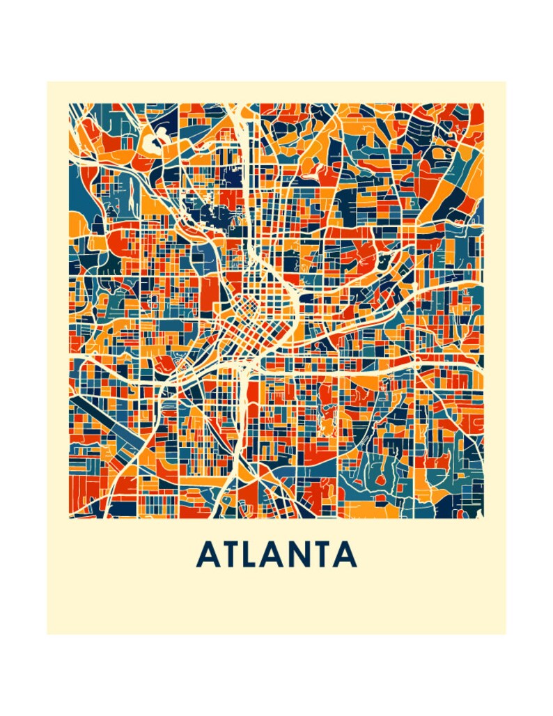 Atlanta Map Print - Full Color Map Poster - Etsy