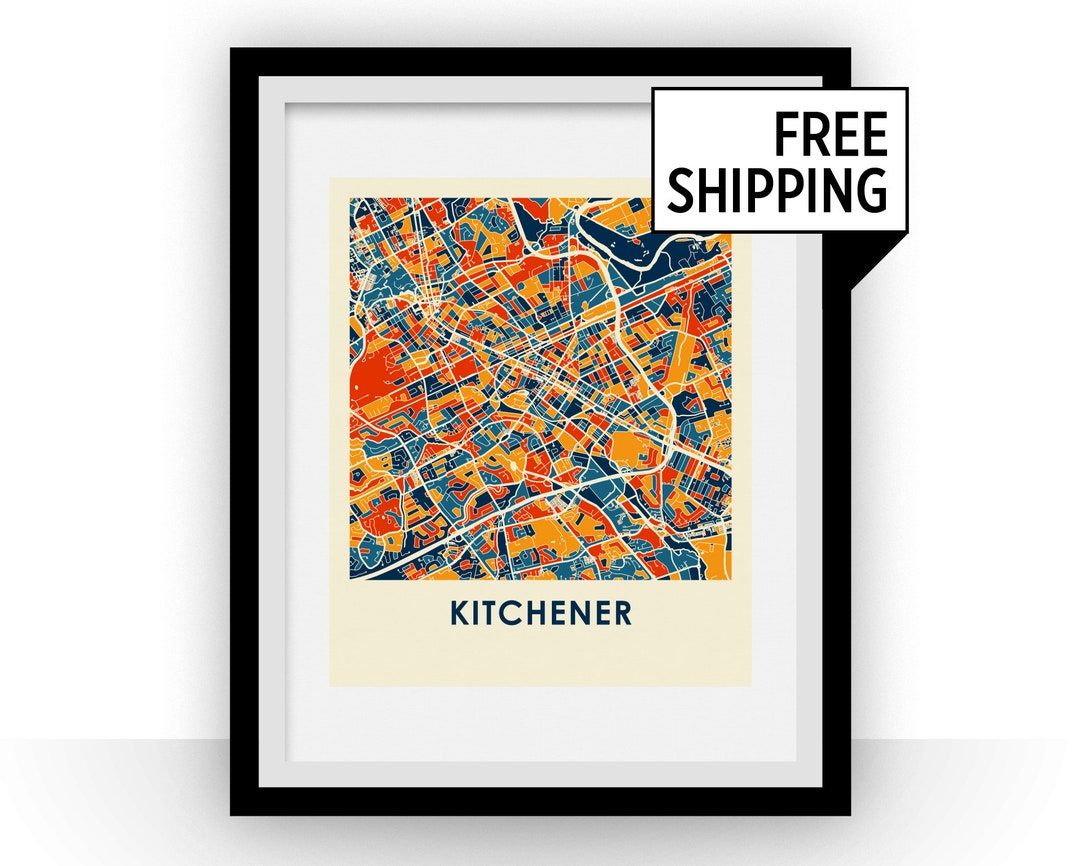 Kitchener Ontario Map Print - Full Color Map Poster - Etsy