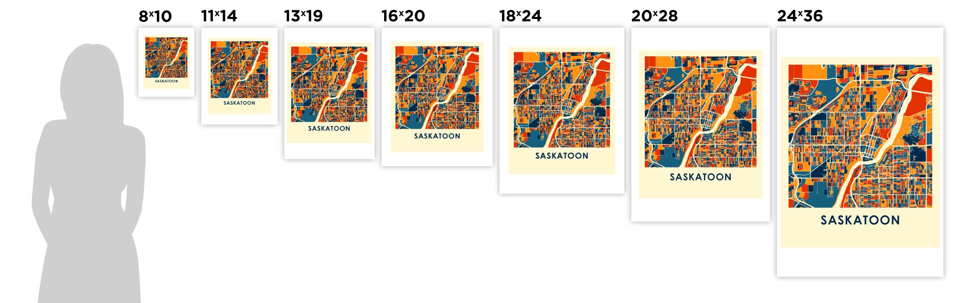 Saskatoon Map Print Full Color Map Poster | Etsy