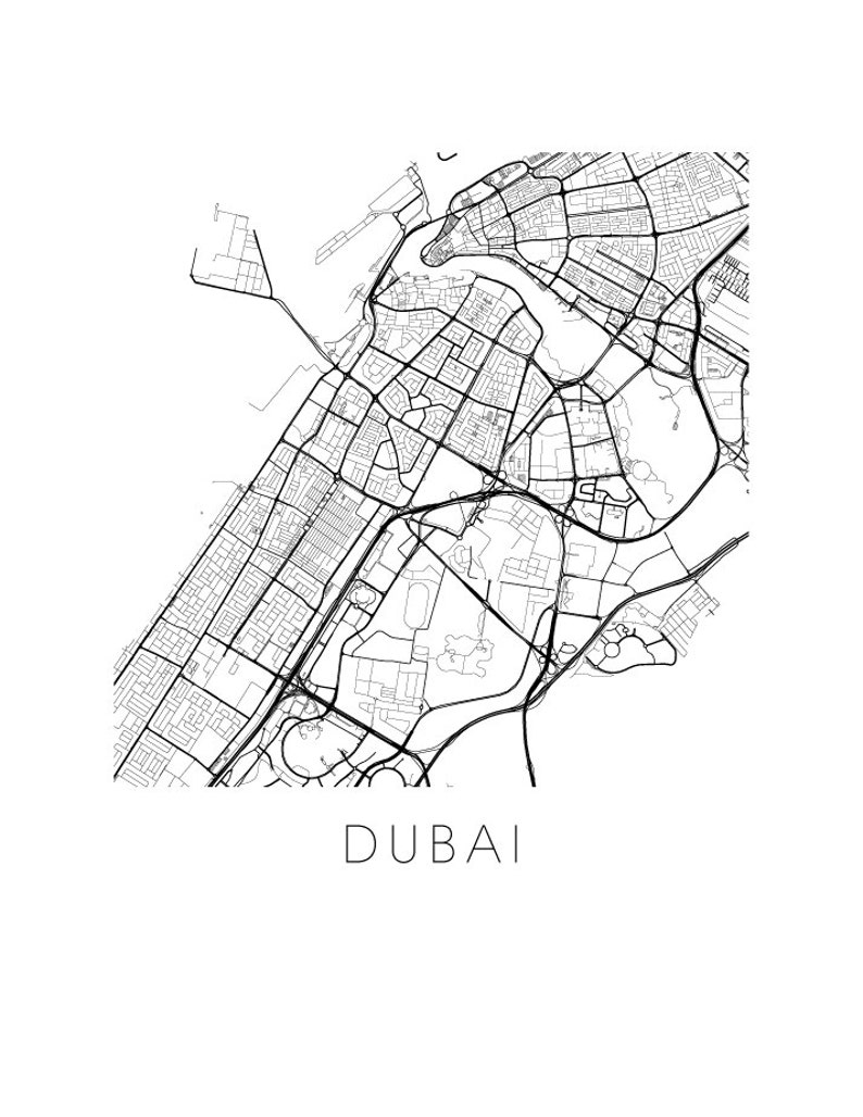 Dubai Map Print - Etsy