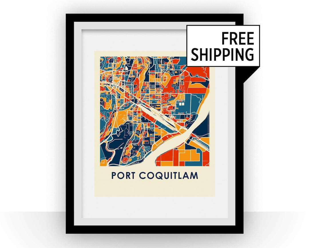 Port Coquitlam British Columbia Map Print - Full Color Map Poster - Etsy