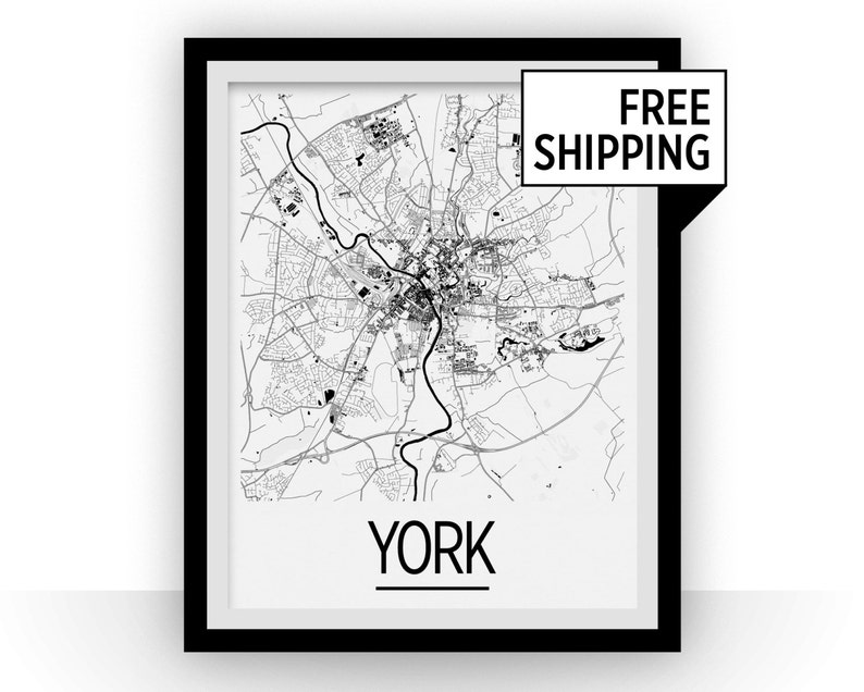 York Map Poster Uk Map Print Art Deco Series | Etsy