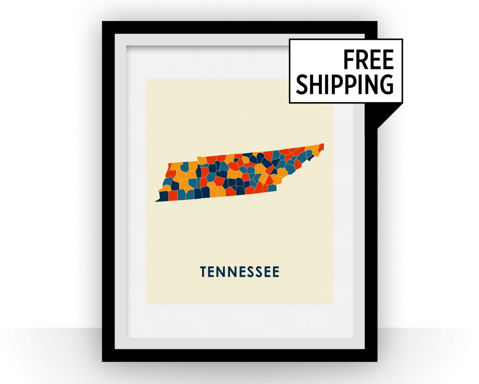 Tennessee Map Print Full Color Map Poster - Etsy