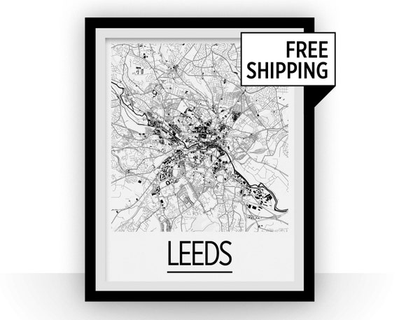 Leeds Map Poster Uk Map Print Art Deco Series | Etsy