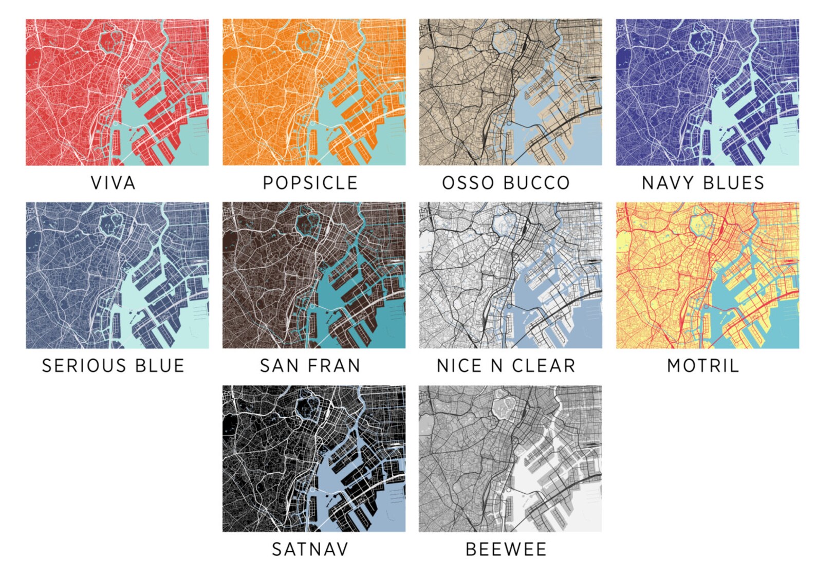 Tokyo Map Print Choose your color | Etsy