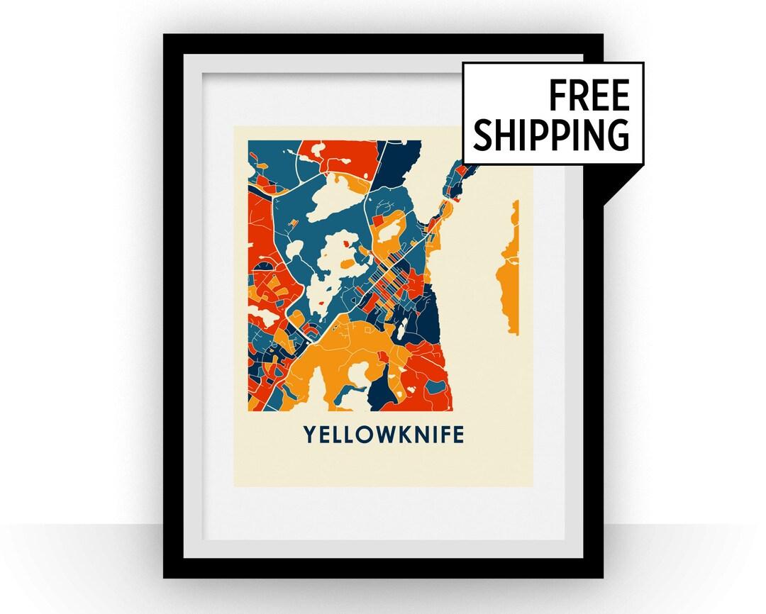 Yellowknife Map Print - Full Color Map Poster - Etsy