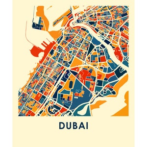 Dubai Map Print - Full Color Map Poster - Etsy