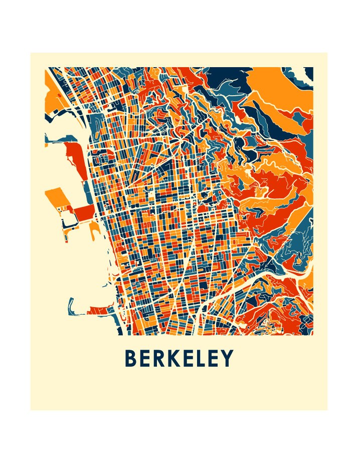 Berkeley Map Print Full Color Map Poster | Etsy