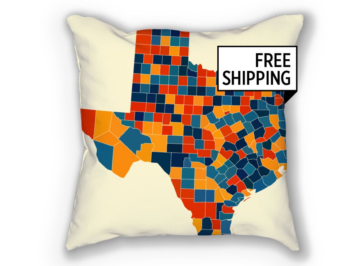 Texas Map Pillow - TX Map Pillow 18x18 - Etsy