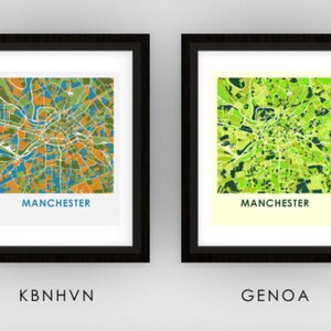 Manchester Map Print - Full Color Map Poster - Etsy