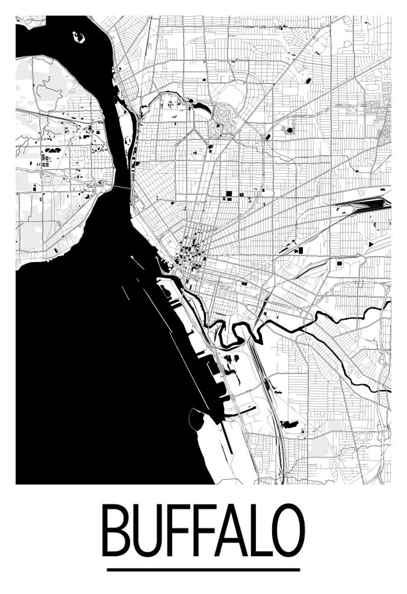 Buffalo Map Poster Usa Map Print Art Deco Series - Etsy