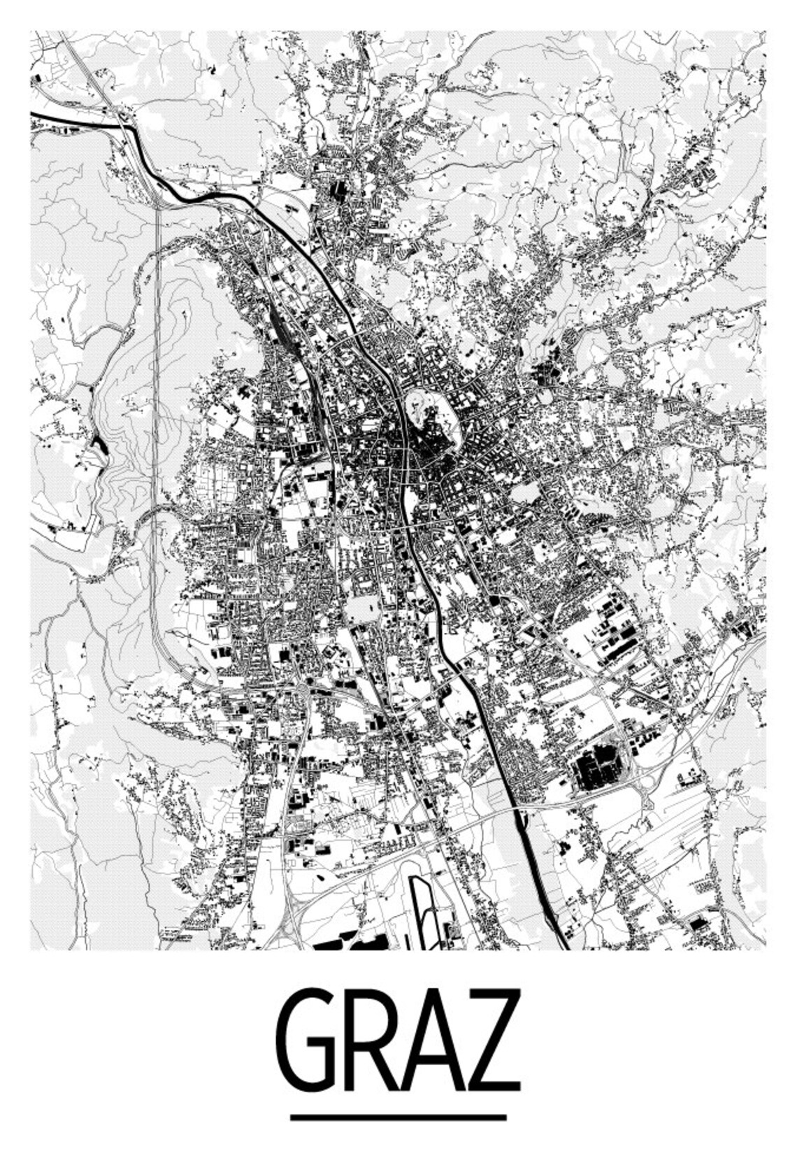 Graz Map Poster Austria Map Print Art Deco Series - Etsy