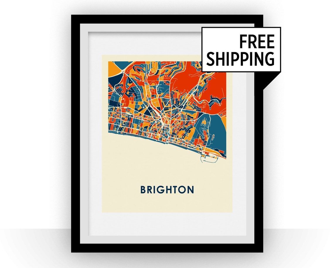 Brighton Map Print Full Color Map Poster | Etsy