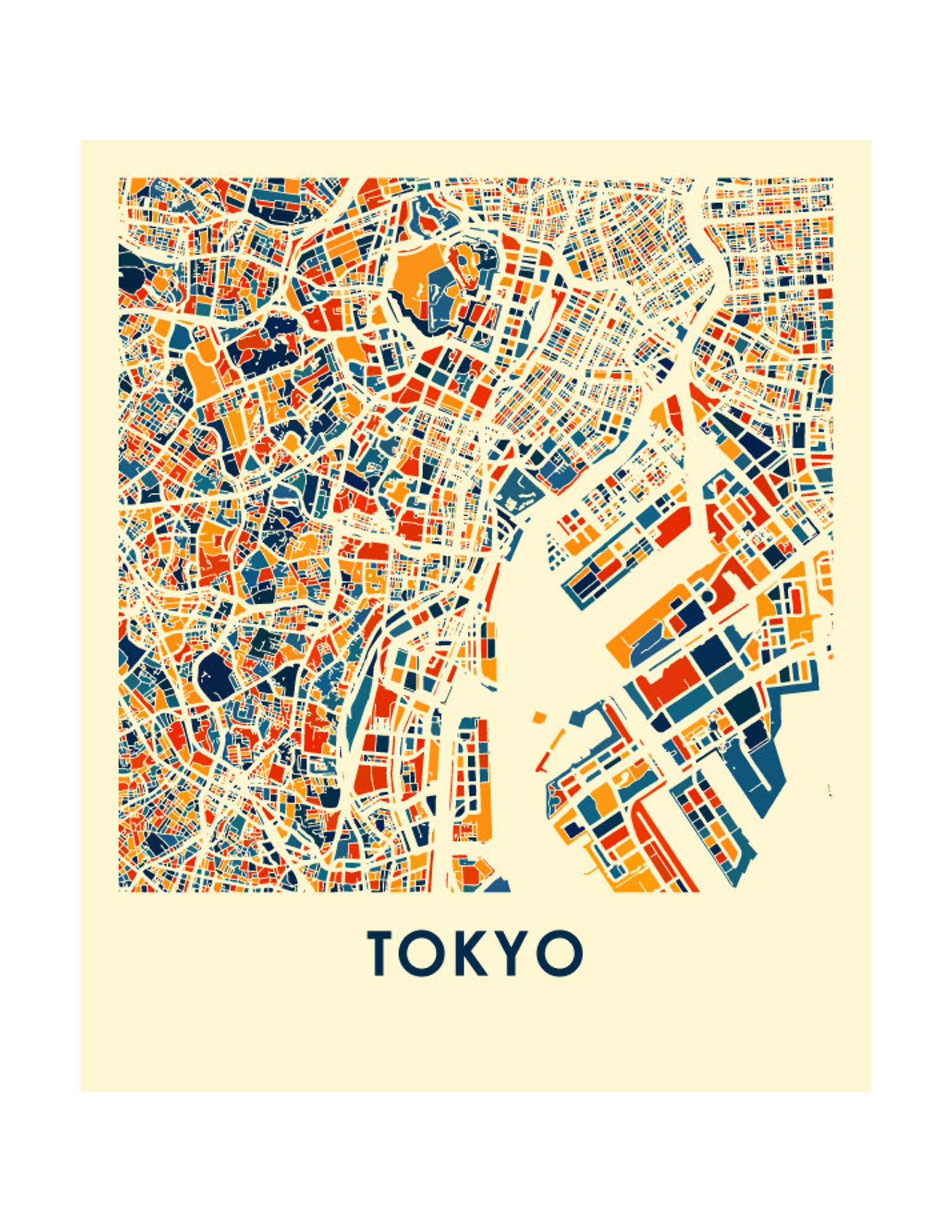 Tokyo Map Print Full Color Map Poster - Etsy