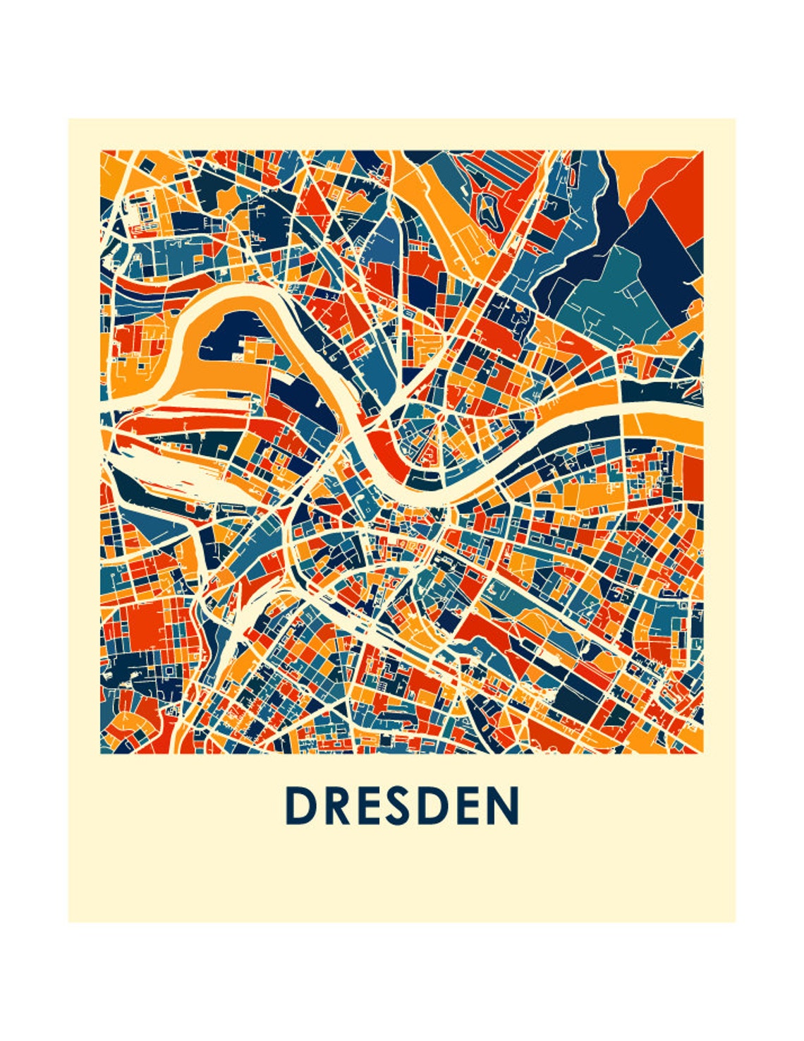Dresden Map Print Full Color Map Poster - Etsy