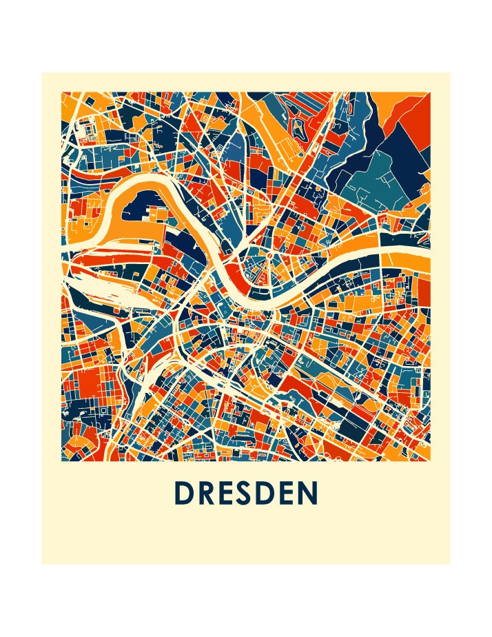 Dresden Map Print Full Color Map Poster - Etsy